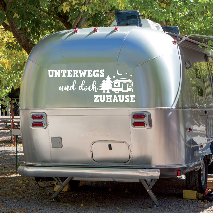 Wohnwagen Aufkleber Unterwegs und doch zuhause | abc-aufkleber.de